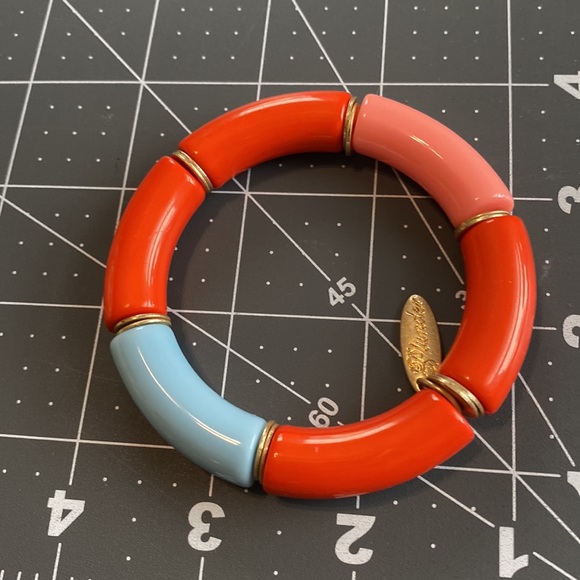 Plunder | Jewelry | New Coral And Blue Macaroni Style Bracelet | Poshmark